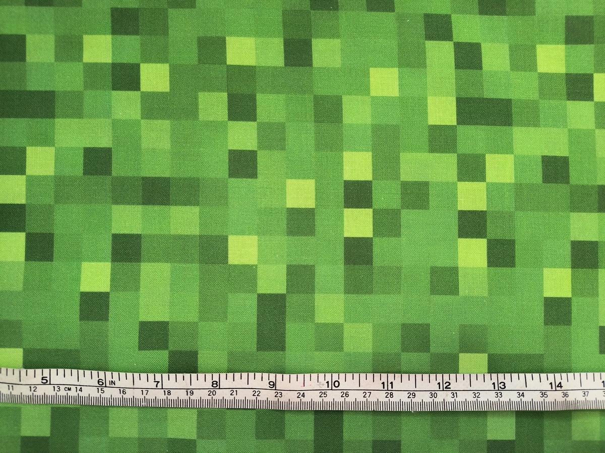 Minecraft Pixels - Green Fabric - 1/2 Meter - Cotton Fabric – Les ...