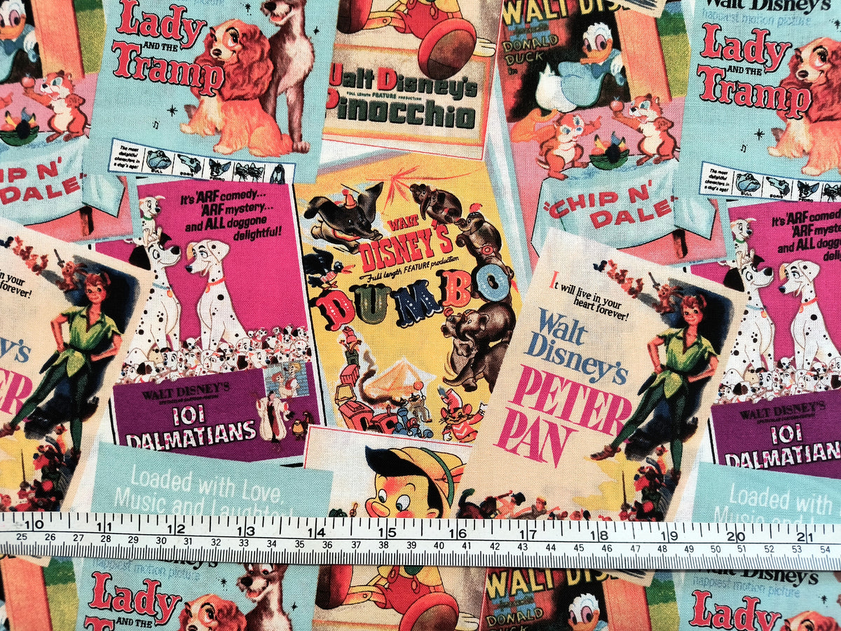 Classics Disney Posters Fabric - 1/2 Meter - Cotton Fabric – Les Tissus ...