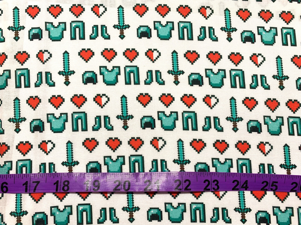 Minecraft Diamond Icons - White Fabric - 1/2 Meter - Cotton Fabric ...